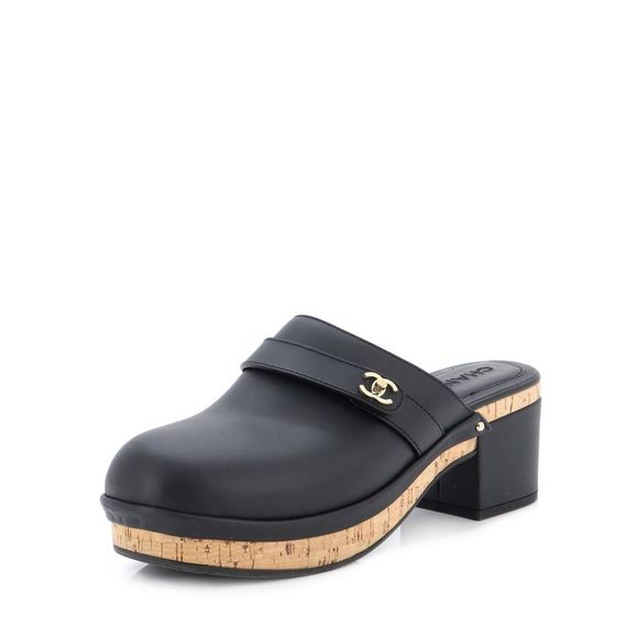 CHANEL | Shoes | Chanel Womens Cc Turnlock Clogs Leather Black | Poshmark